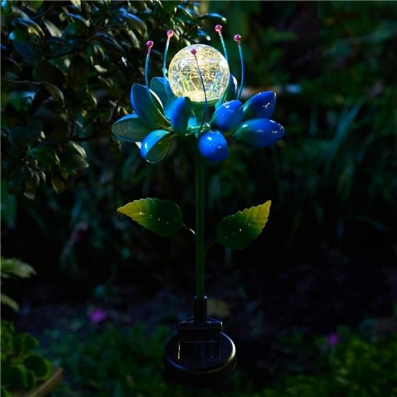 Accents | Solar Metal Flower Stake Lights Decor Garden Stakes Garden ...